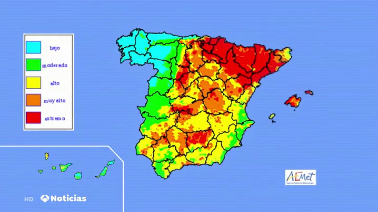 Incendios forestales: El mapa de alertas de incendios en España en el ...