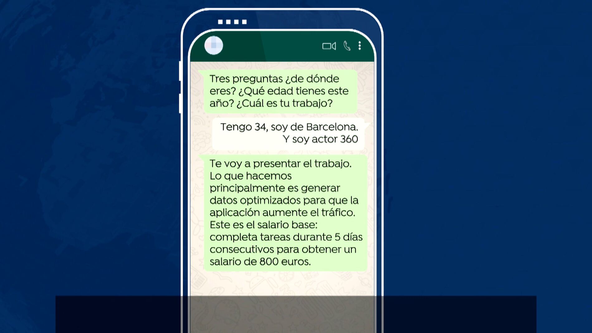 Un mensaje de Whatsapp y una oferta de trabajo para ganar dinero "fácil ...