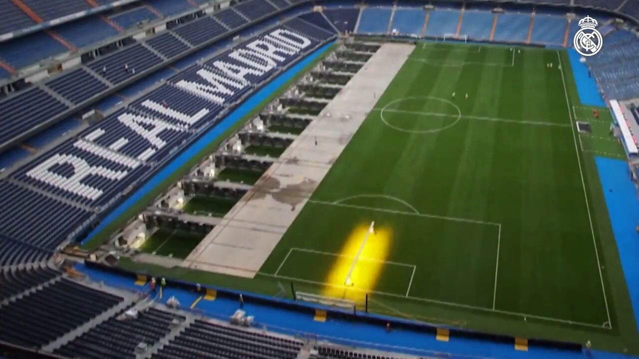 El vídeo viral del nuevo césped retráctil del estadio Santiago Bernabéu