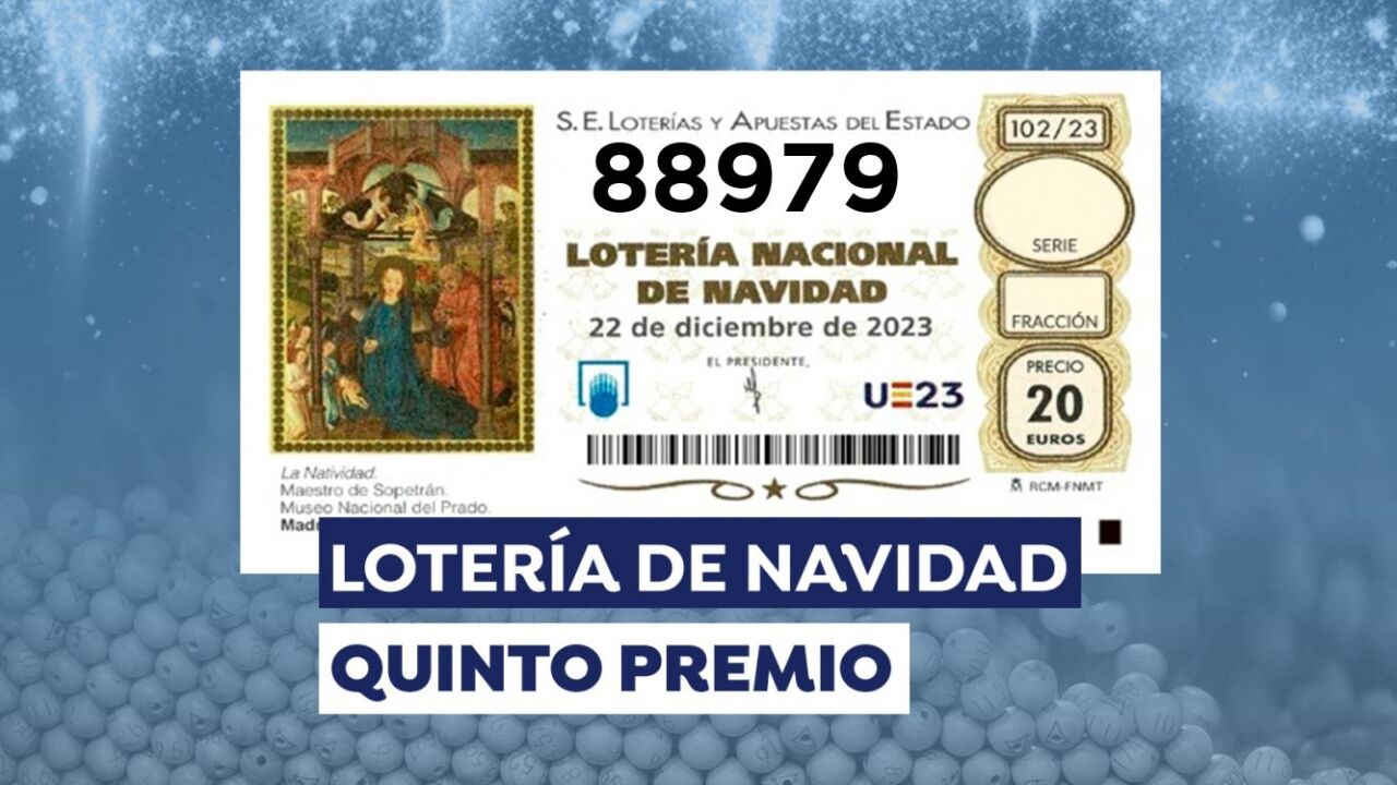 88.979, tercer quinto premio de la Lotería de Navidad 2023