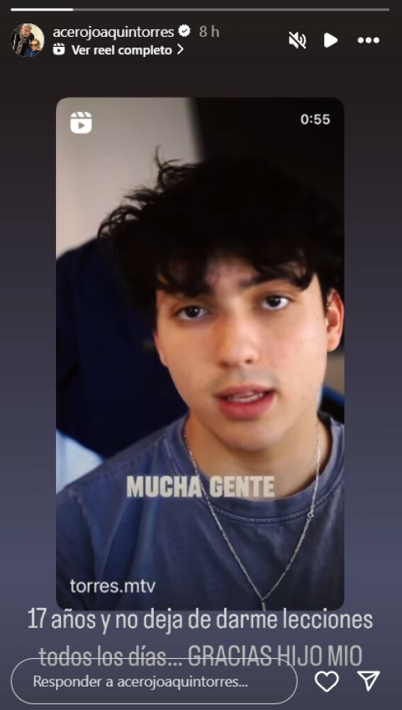 Joaquín Torres comparte la profunda reflexión de su hijo sobre la vida: "No deja de darme lecciones"