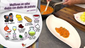 Mejillones en salsa diabla con dados de patata, de Karlos Arguiñano ...