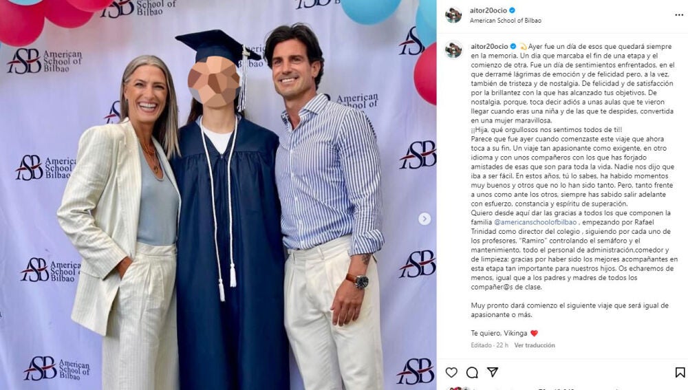 Laura Sánchez y Aitor Ocio, su foto juntos con su hija Naia de 17 años ...