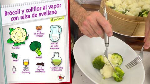 Brócoli y coliflor al vapor con salsa de avellana, de Karlos Arguiñano ...