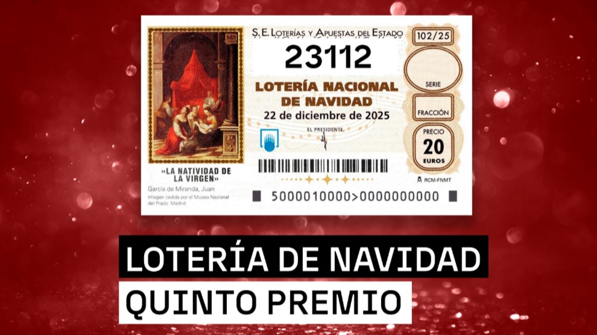 23112, el primer quinto premio de la Lotería de Navidad 2025