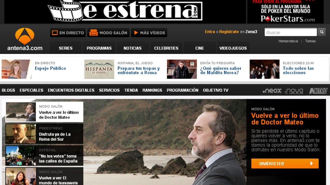 Antena3.com, la web líder de las televisiones privadas