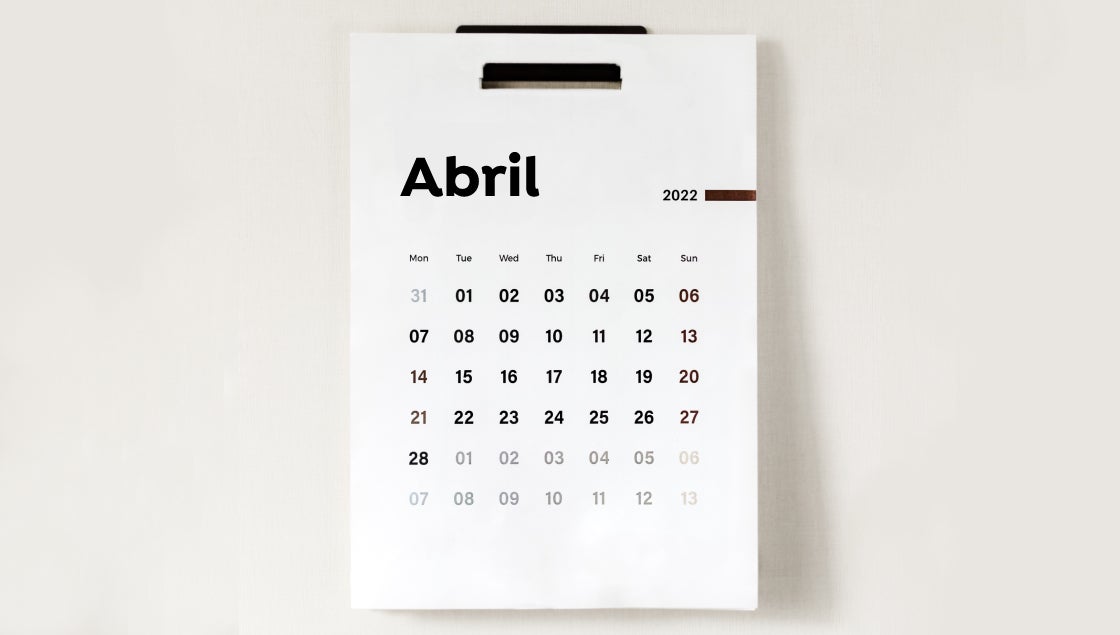 Calendario Abril 2022