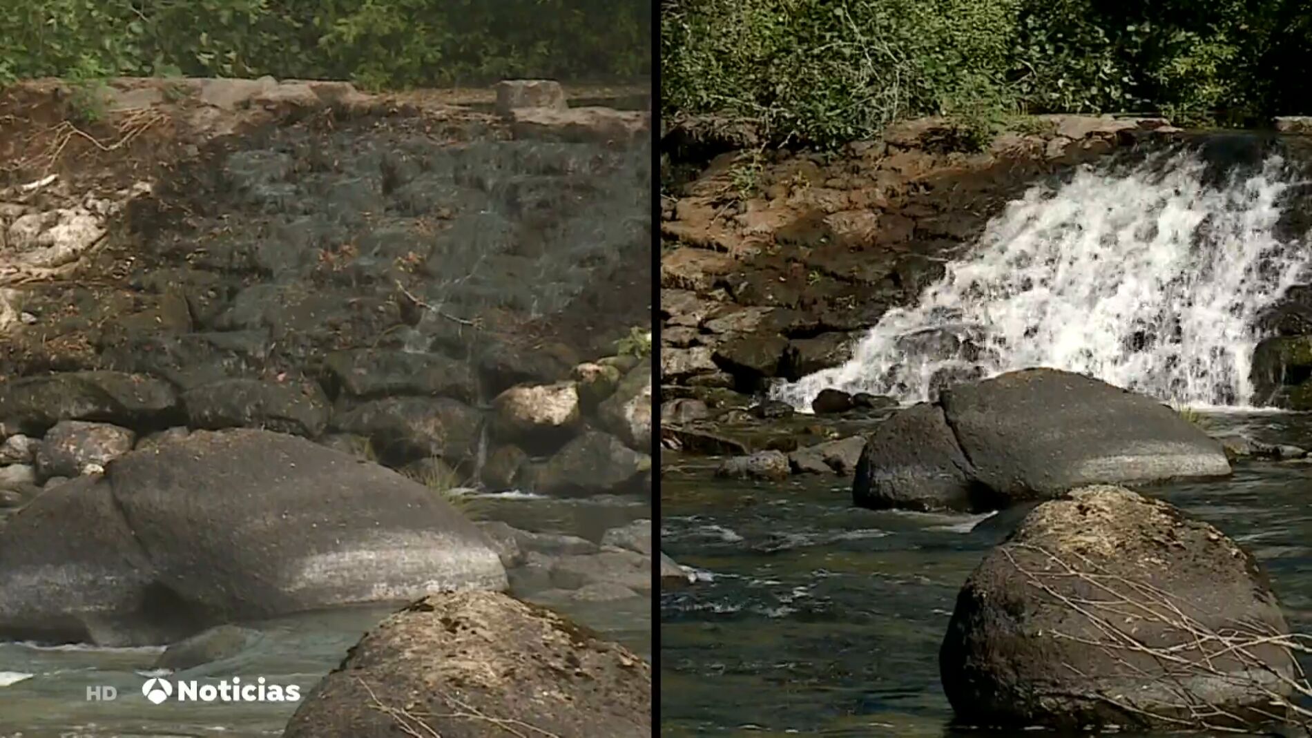 El río Tambre comienza a recuperar su caudal a su paso por Ponte Maceira