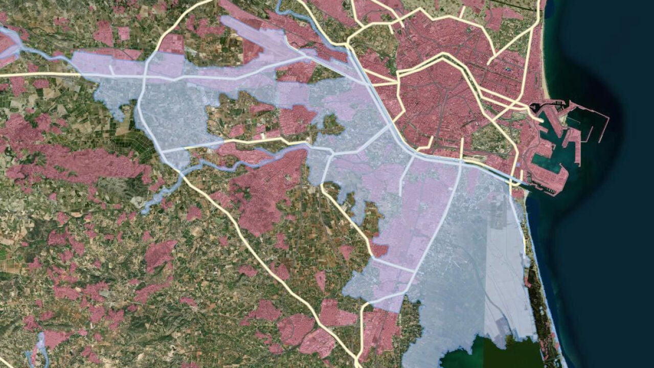 El mapa de las zonas inundadas por la DANA creado por la Universidad de ...