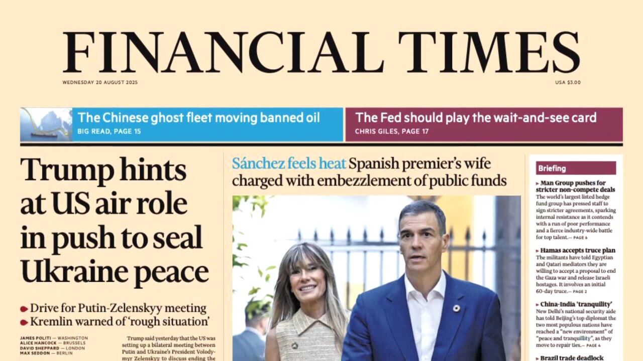 La imputación de Begoña Gómez protagoniza la portada del Financial ...
